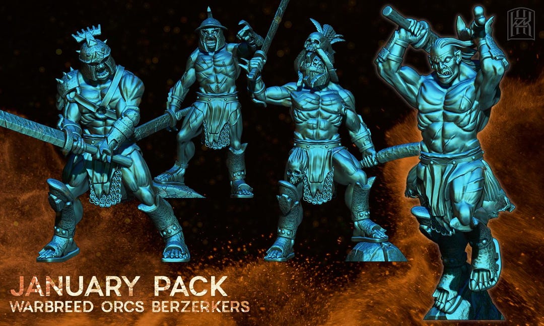 Orcs Berzerkers 28mm Miniatures Dnd Gift Fantasy Miniatures Dungeons ...