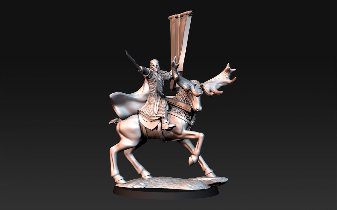 Wood Elf Mounted on Elk With Banner Dnd Fantasy Tabletop Wargames 28mm ...