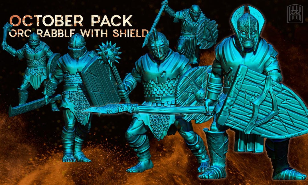 Orc Rabble Miniatures With Shields, 28mm D&D Wargaming Miniatures - Etsy