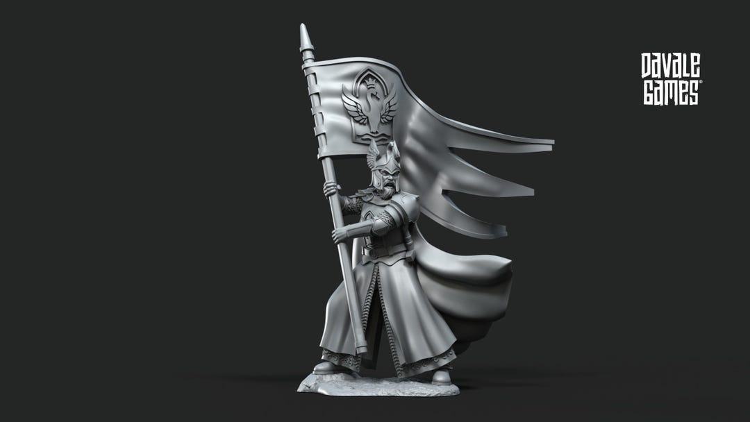 White Swan Rider Banner Bearer– 28mm Fantasy Cavalry for Tabletop ...
