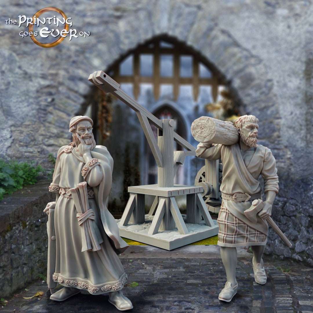 Medieval Building Crew and Crane Miniature, 28mm RPG Terrain - Etsy