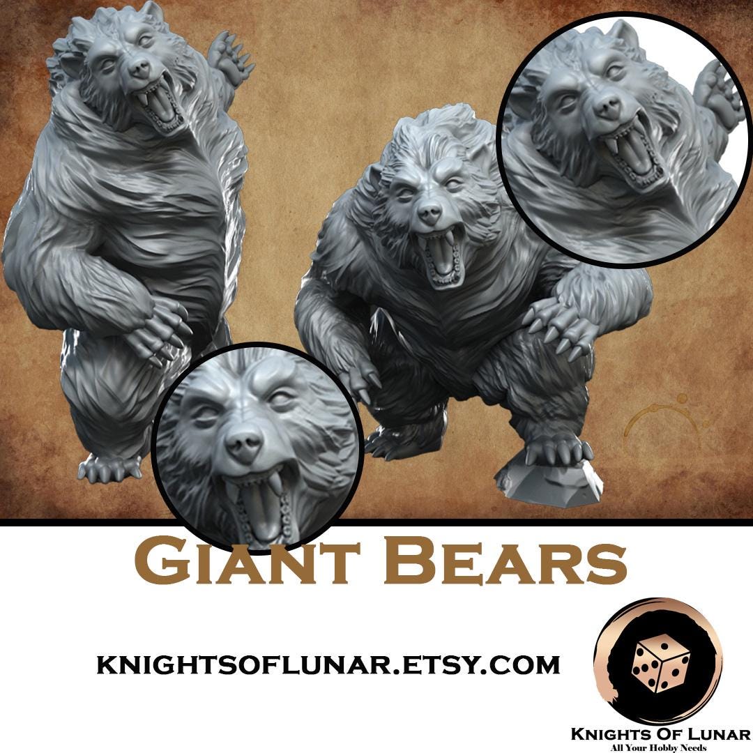 Giant Bears 28mm Miniatures Dnd Mini Wargaming Miniatures Dungeon and ...