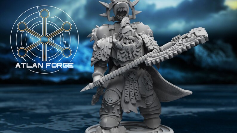 Wai Toa Captain 32mm Fantasy Miniature | Ocean Shark Warrior Leader for ...