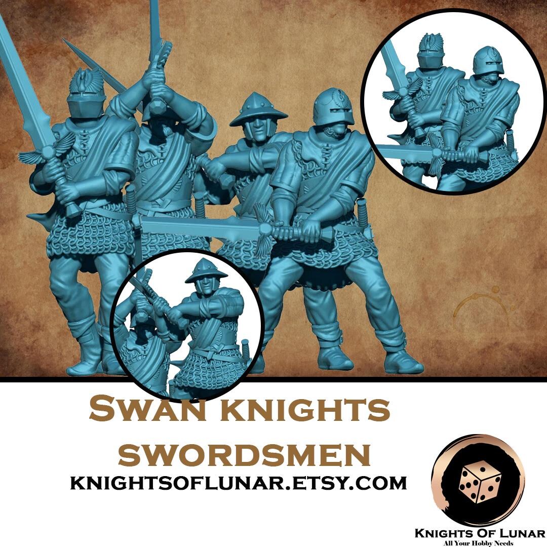Swan Knights Swordsmen 28mm Miniatures Fantasy Dungeons and Dragons ...