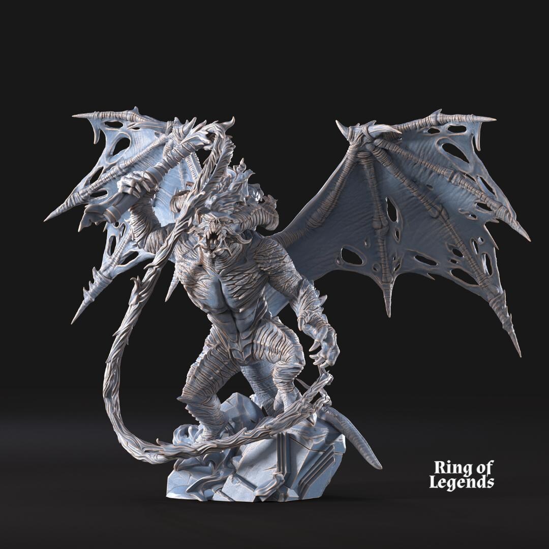 Ancient Cave Demon Miniature – 28mm Fantasy Fire Monster for Wargaming ...