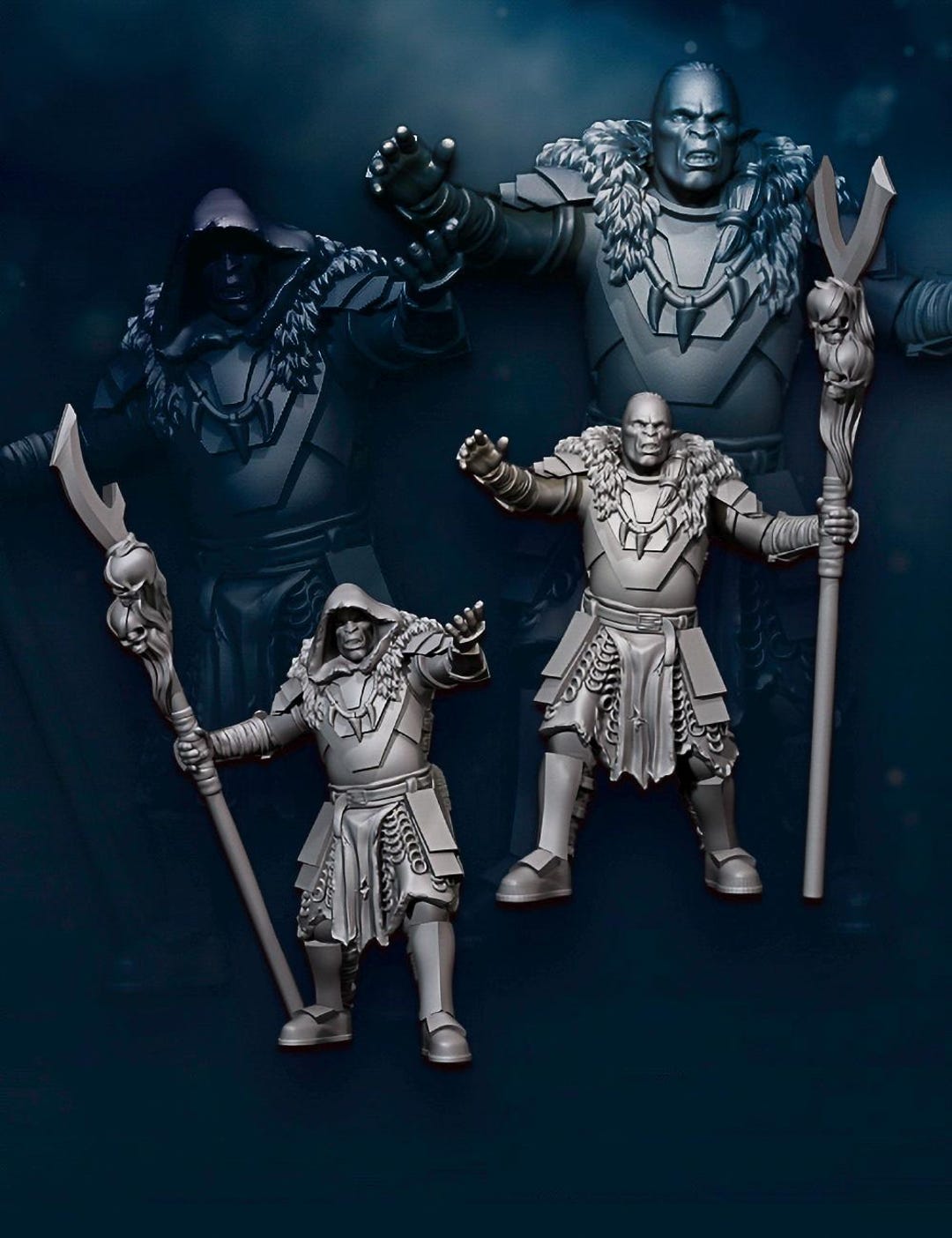 Shamans Super Orcs Miniatures: 28mm D&D Fantasy Wargaming Minis - Etsy