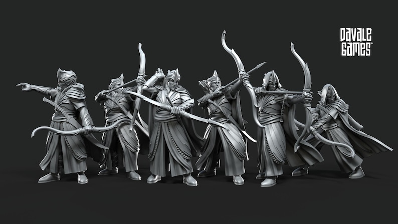Galanthir Elves Forest Archers – 28mm Fantasy Elf Warriors for Tabletop ...