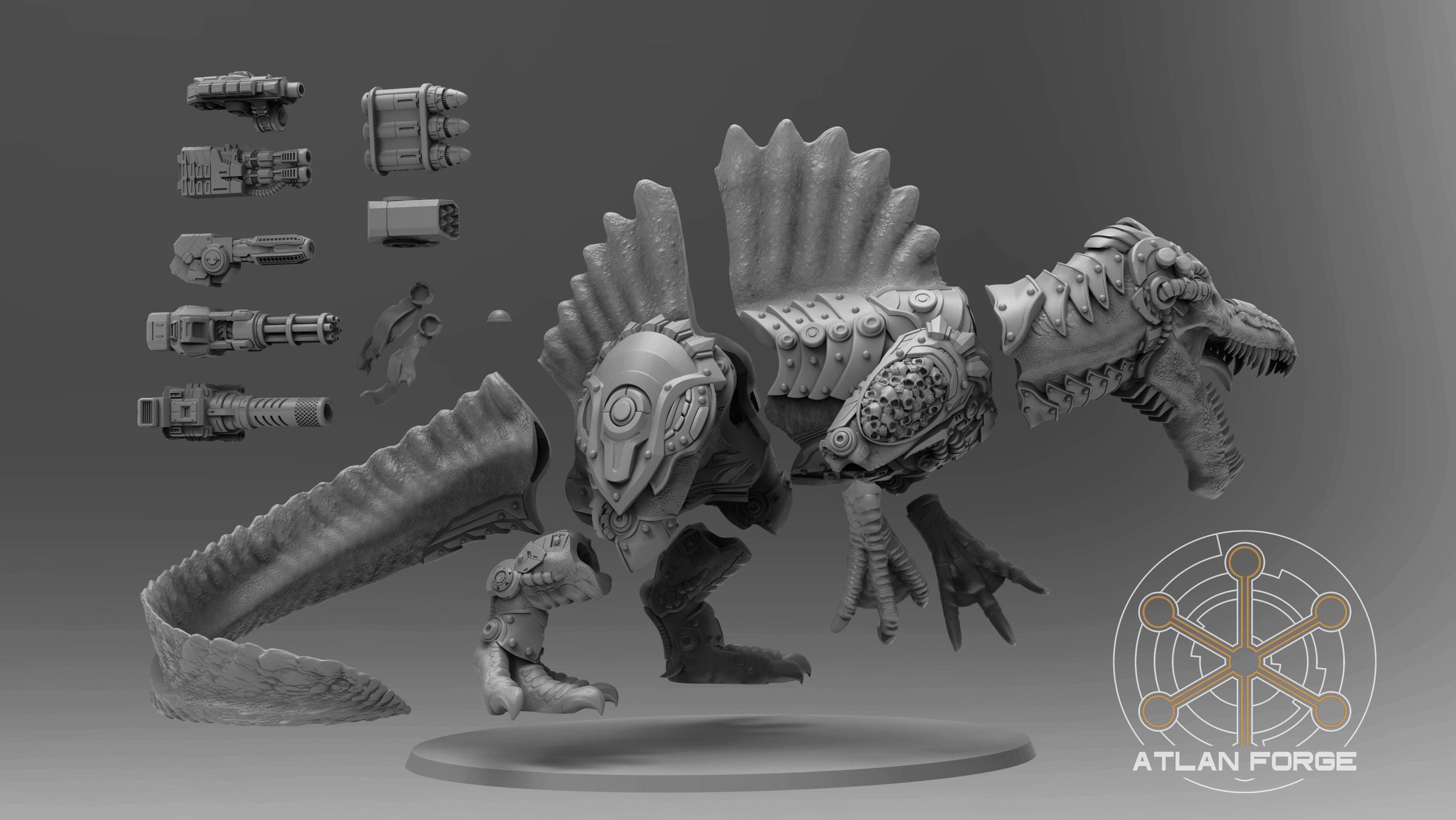 Cybernetic Battle Spinosaur | 32mm Sci-fi Fantasy Miniature for ...