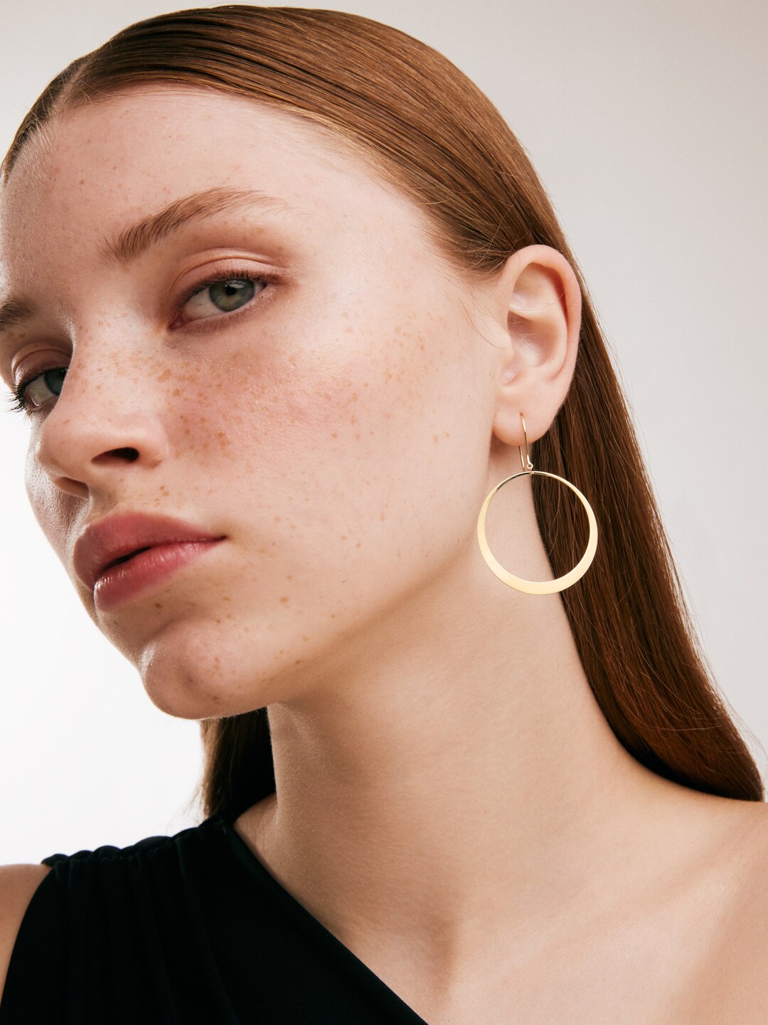 14K Solid Gold Circle Hoop Earrings Real Gold Large Dangle Drop ...