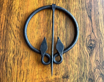 Hand-forged Twisted Black Iron Brooch, Penannular Brooch With Entwined ...