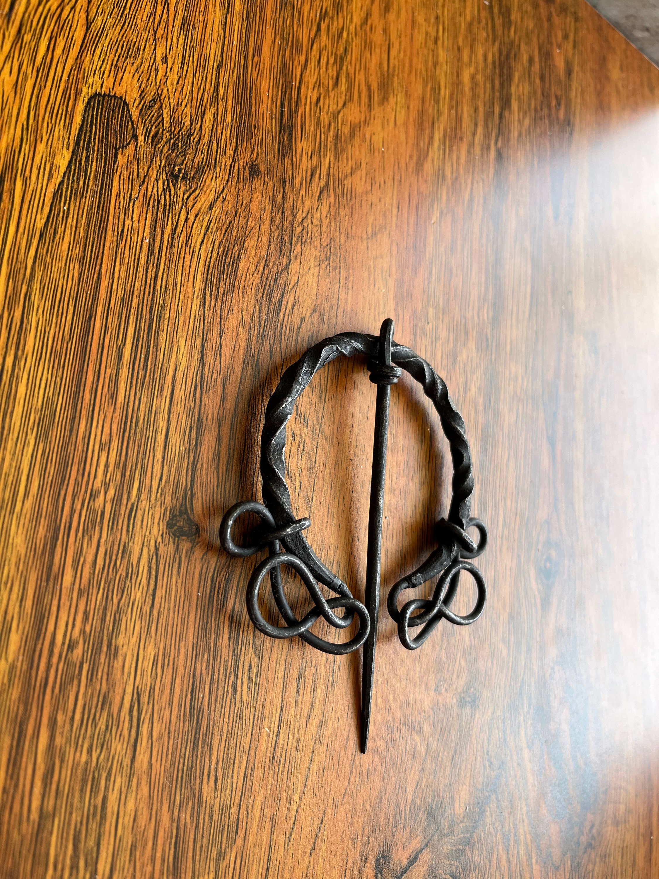Hand-forged Twisted Black Iron Brooch, Penannular Brooch With Entwined ...