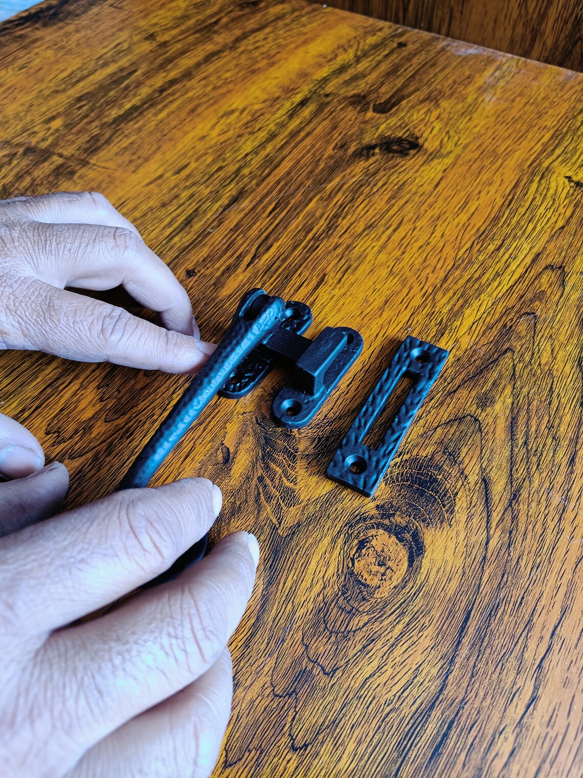 Cottage Forged Iron Slide Bolt Lock, Shutters Latch Lock, Rustic Door ...