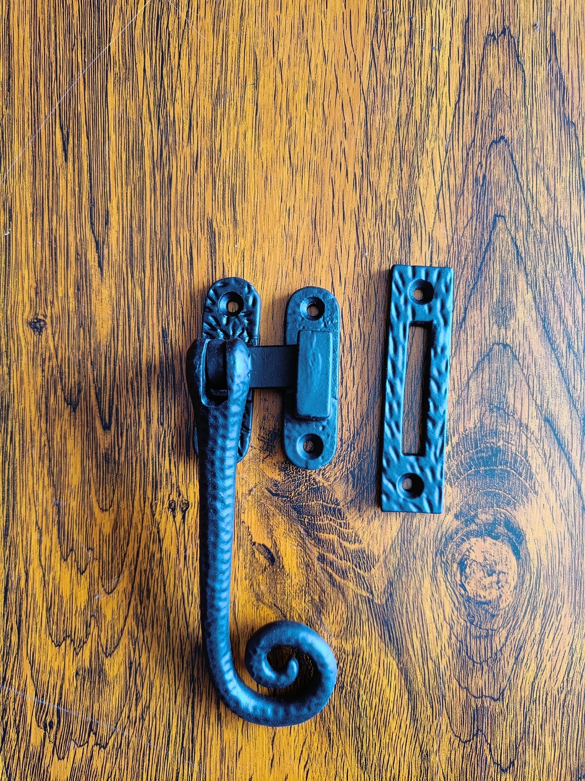 Cottage Forged Iron Slide Bolt Lock, Shutters Latch Lock, Rustic Door ...
