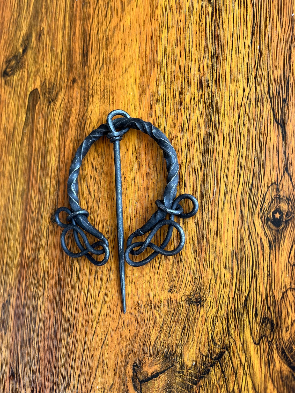 Hand-forged Twisted Black Iron Brooch, Penannular Brooch With Entwined ...
