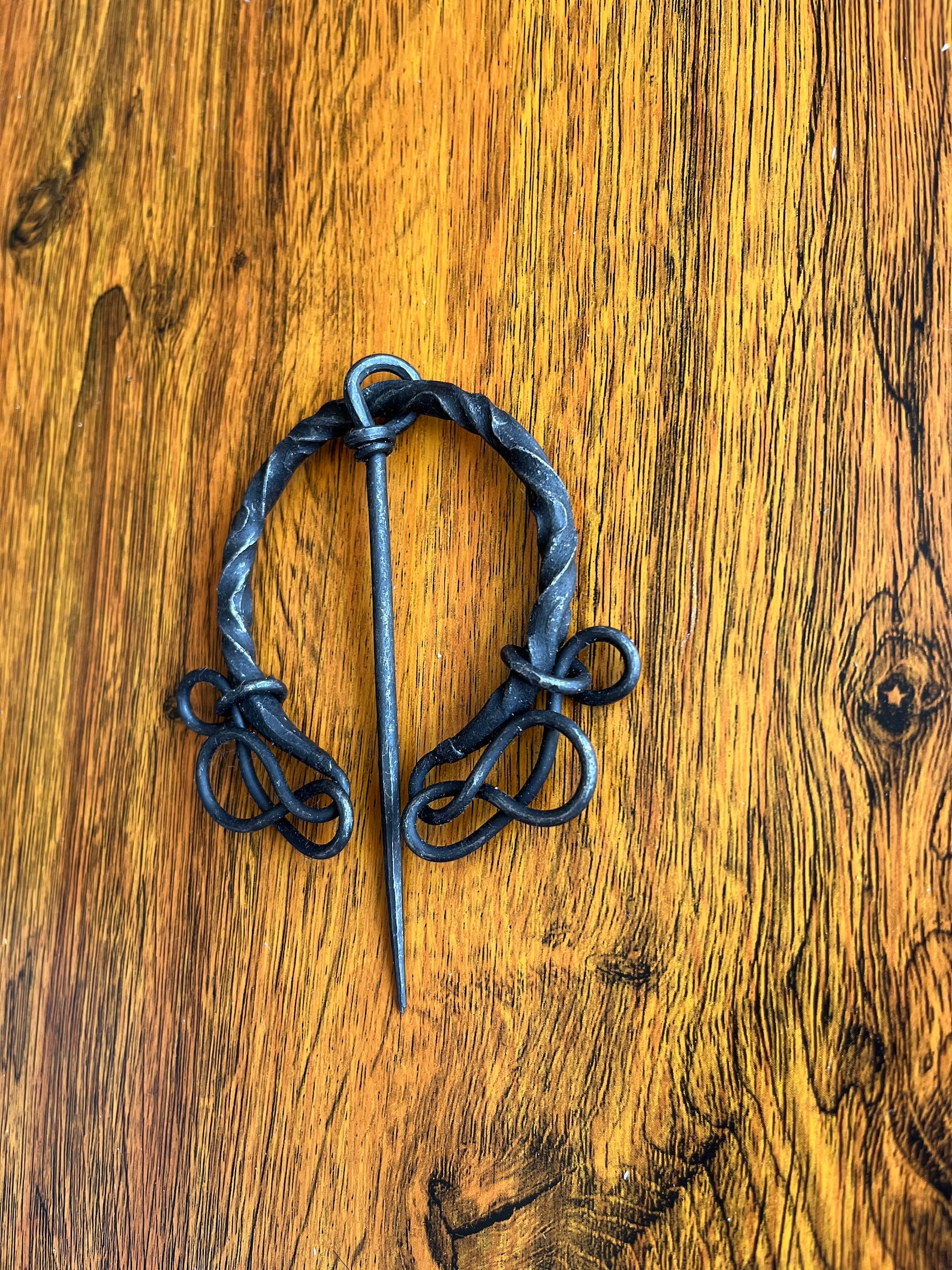 Hand-forged Twisted Black Iron Brooch, Penannular Brooch With Entwined ...