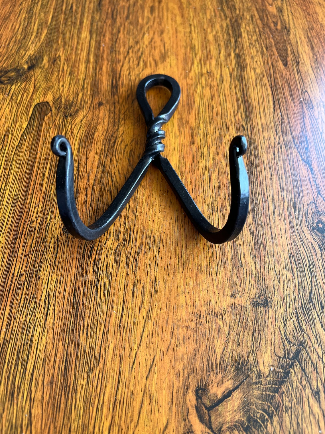 Iron Hand Forged Twisted Double Hooks Pack of 2 Handcrafted by Well ...