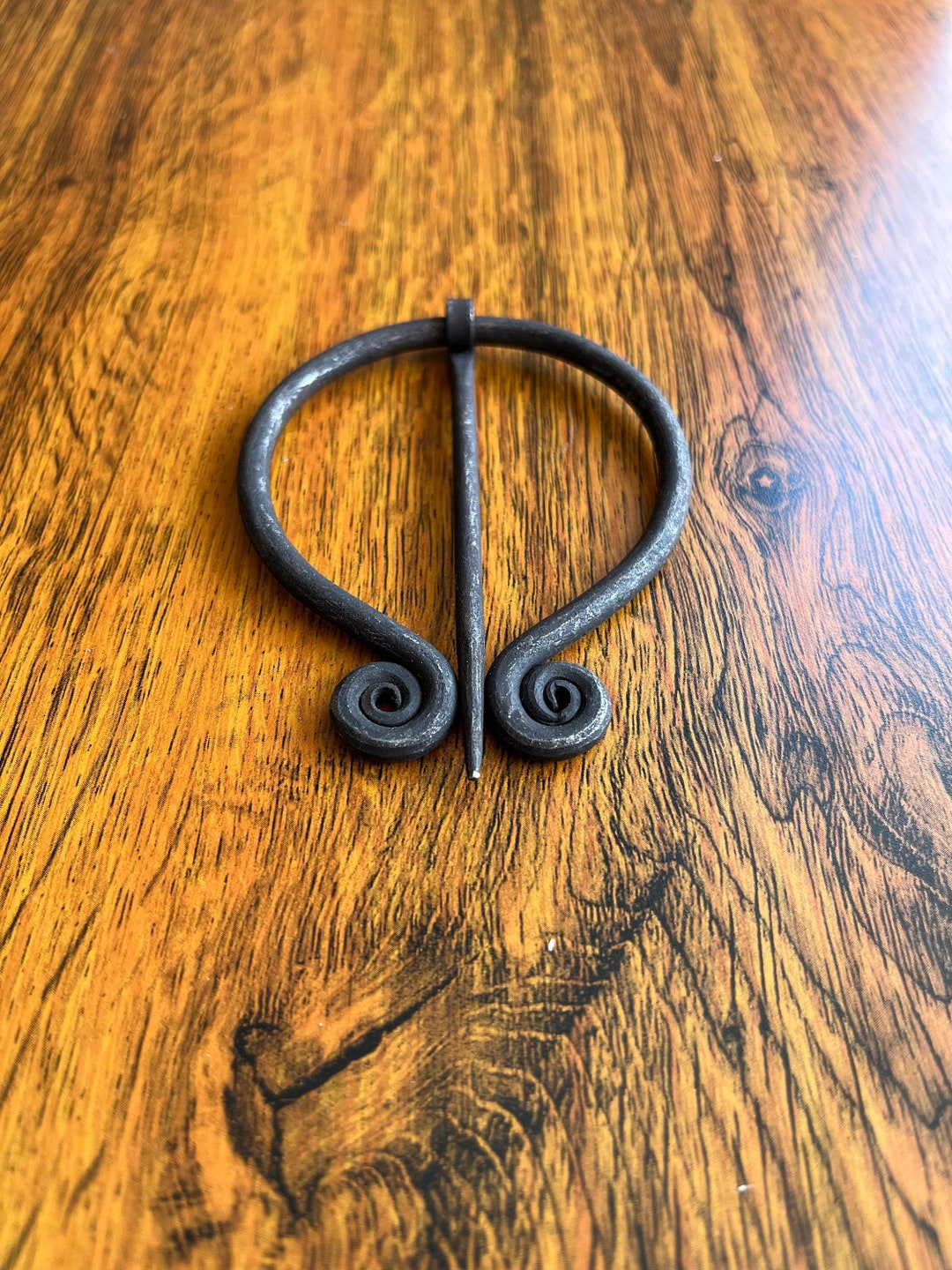 Hand-forged Spiral Black Iron Brooch, Penannular Brooches, Medieval ...
