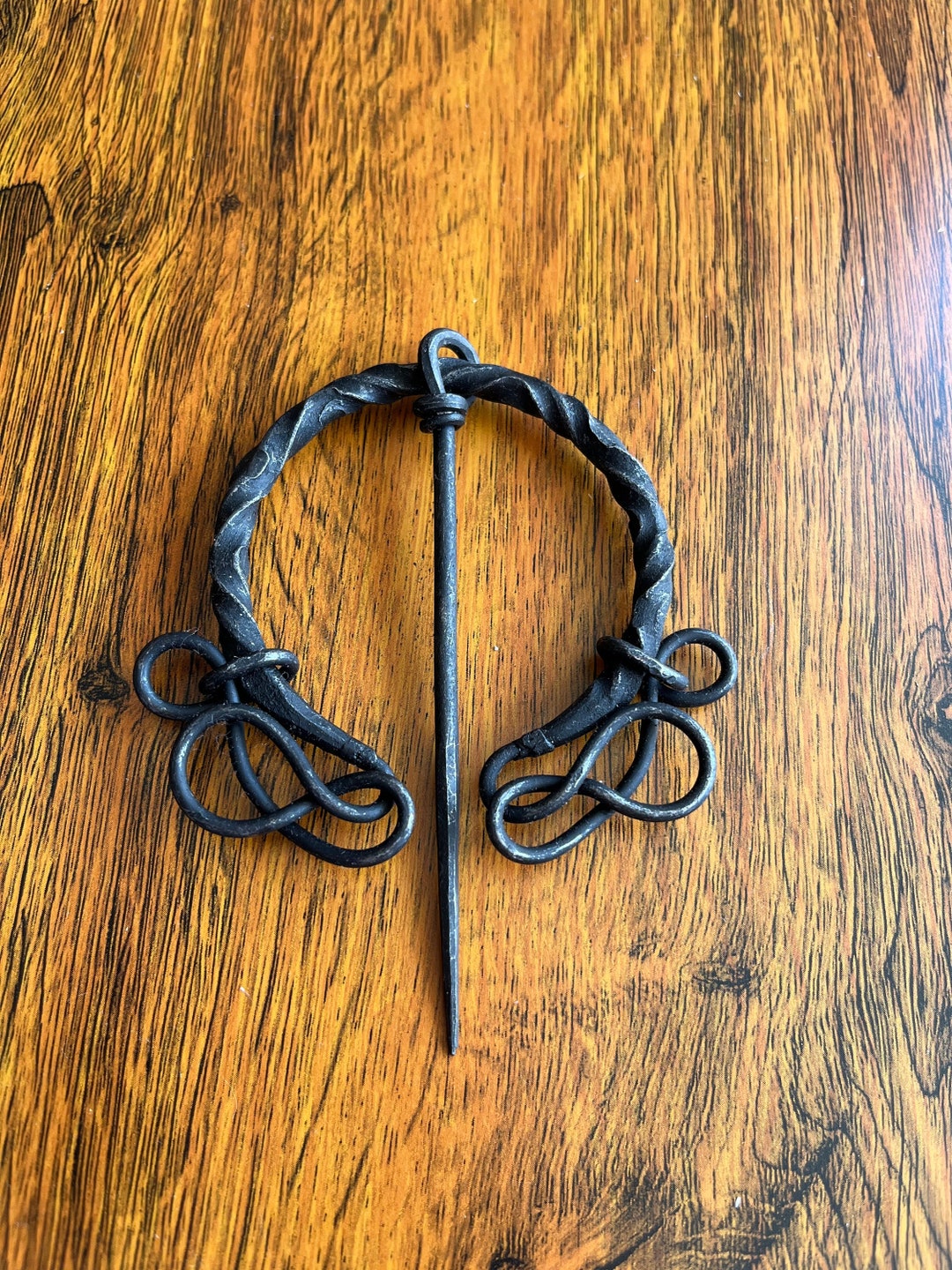 Hand-forged Twisted Black Iron Brooch, Penannular Brooch With Entwined ...