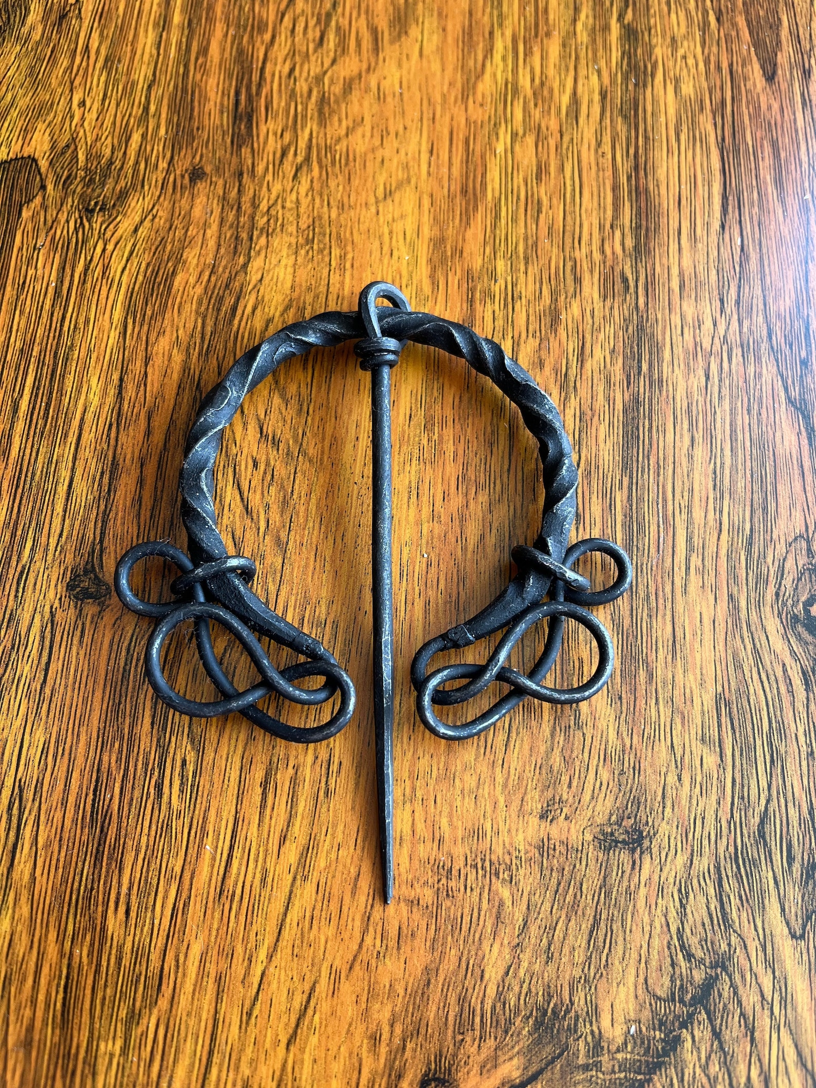 Hand-forged Twisted Black Iron Brooch, Penannular Brooch With Entwined ...