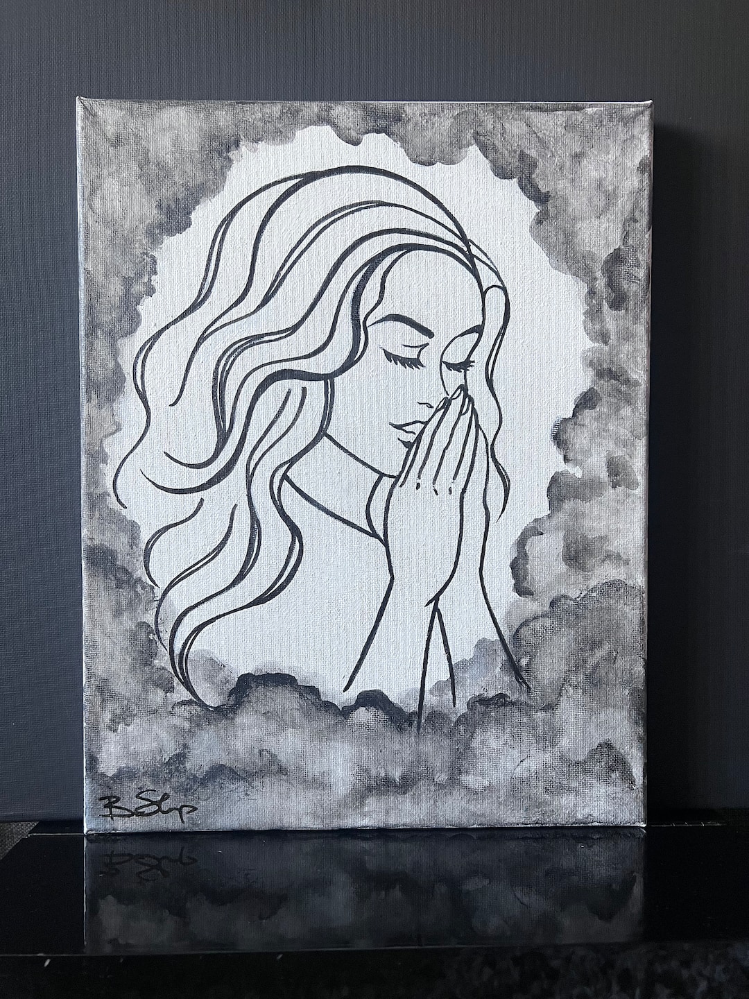 Wall Art Woman Praying Acrylic Painting resilient Vigil - Etsy