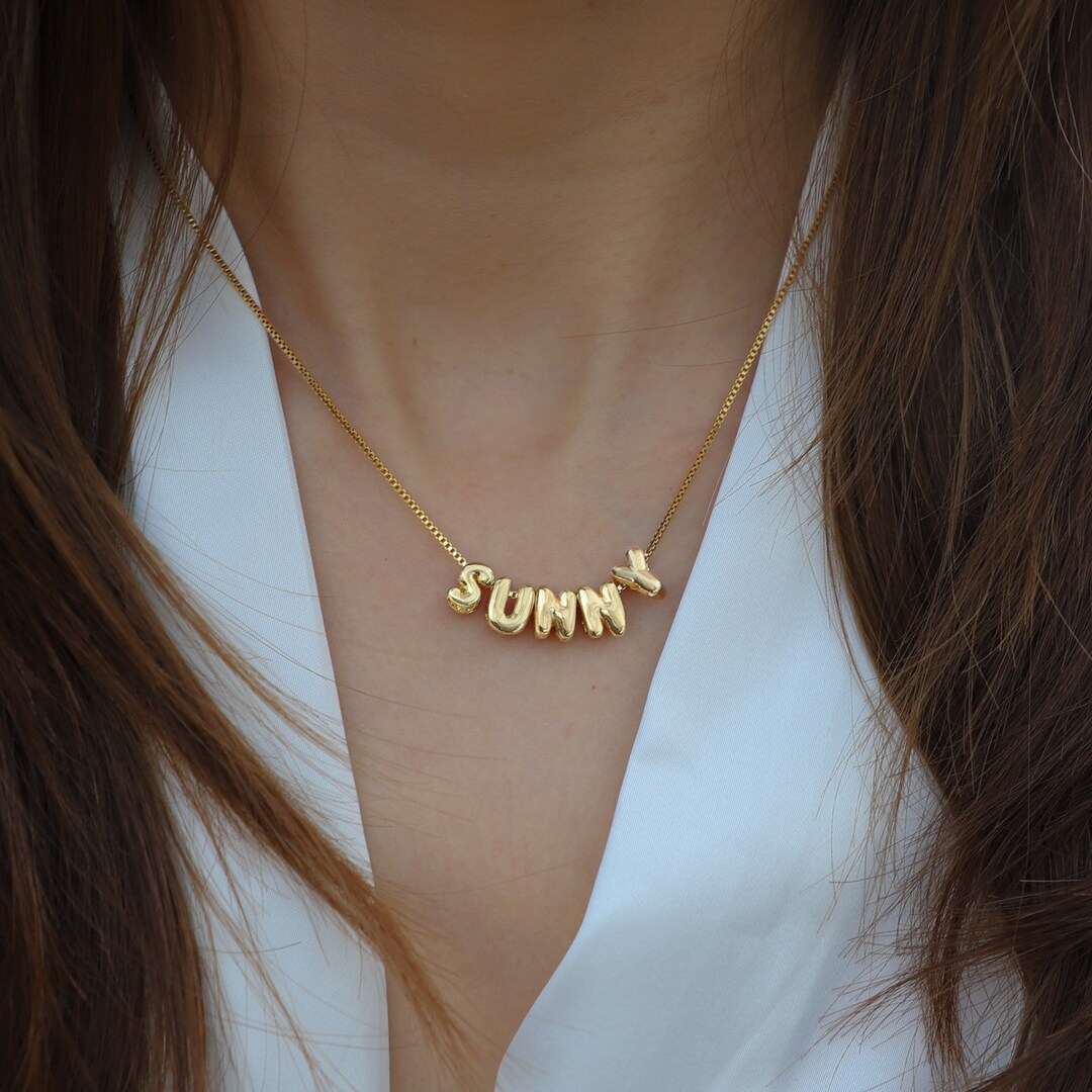 Personalized 3D Letter Necklace Bubble Custom Name Necklace - Etsy