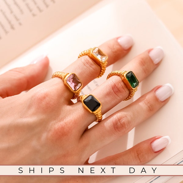 Square Crystal Ring - Etsy