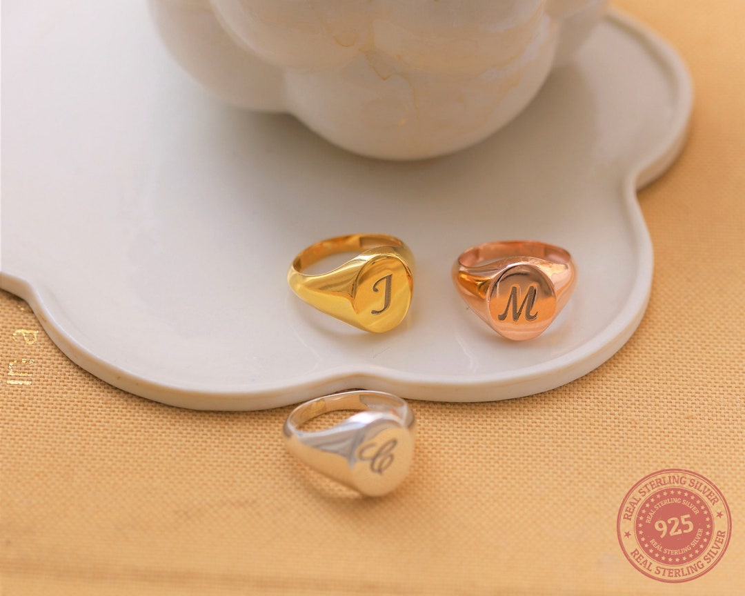 Custom Letter Ring, Sterling Silver Ring, Dainty Ring, Engraved Initial ...