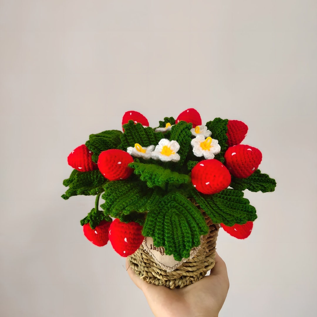 Handmade Crocheted Strawberries,crocheted Strawberry Pots,home Decor ...