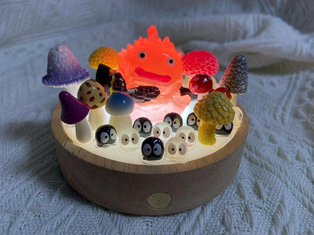 Kawaii Mushroom Calcifer Soot Sprites Anime Night Light Table Lamp Home ...