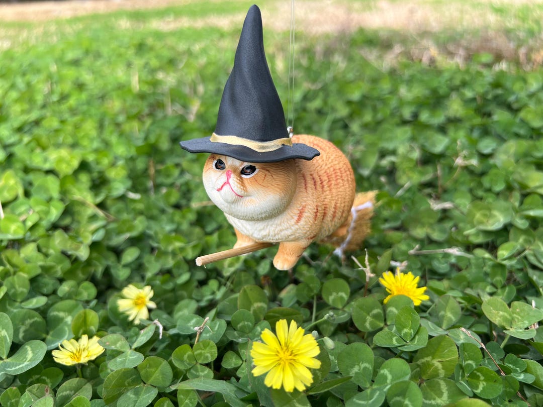 Kawaii Wizard Cat Cheeseball Magic Orange Cat Car Pendant Cat Riding ...