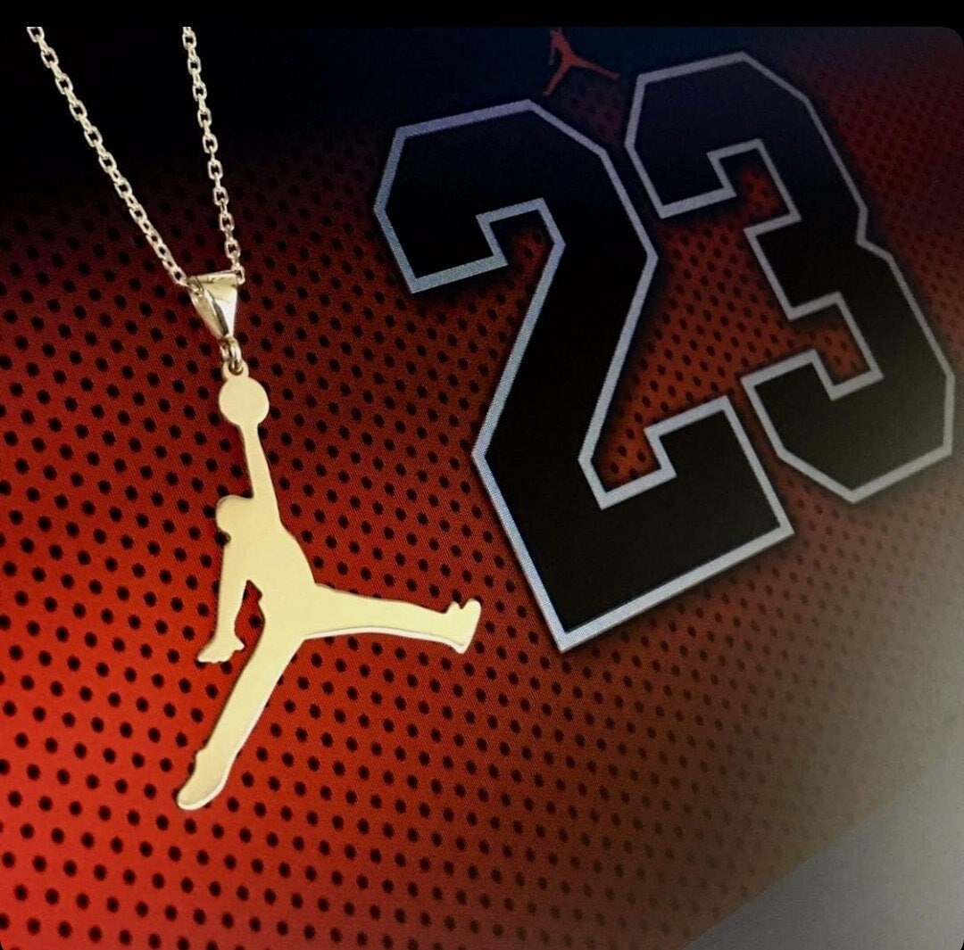 14K Solid Gold Michael Jordan Necklace-sterling Silver Air Jordan ...