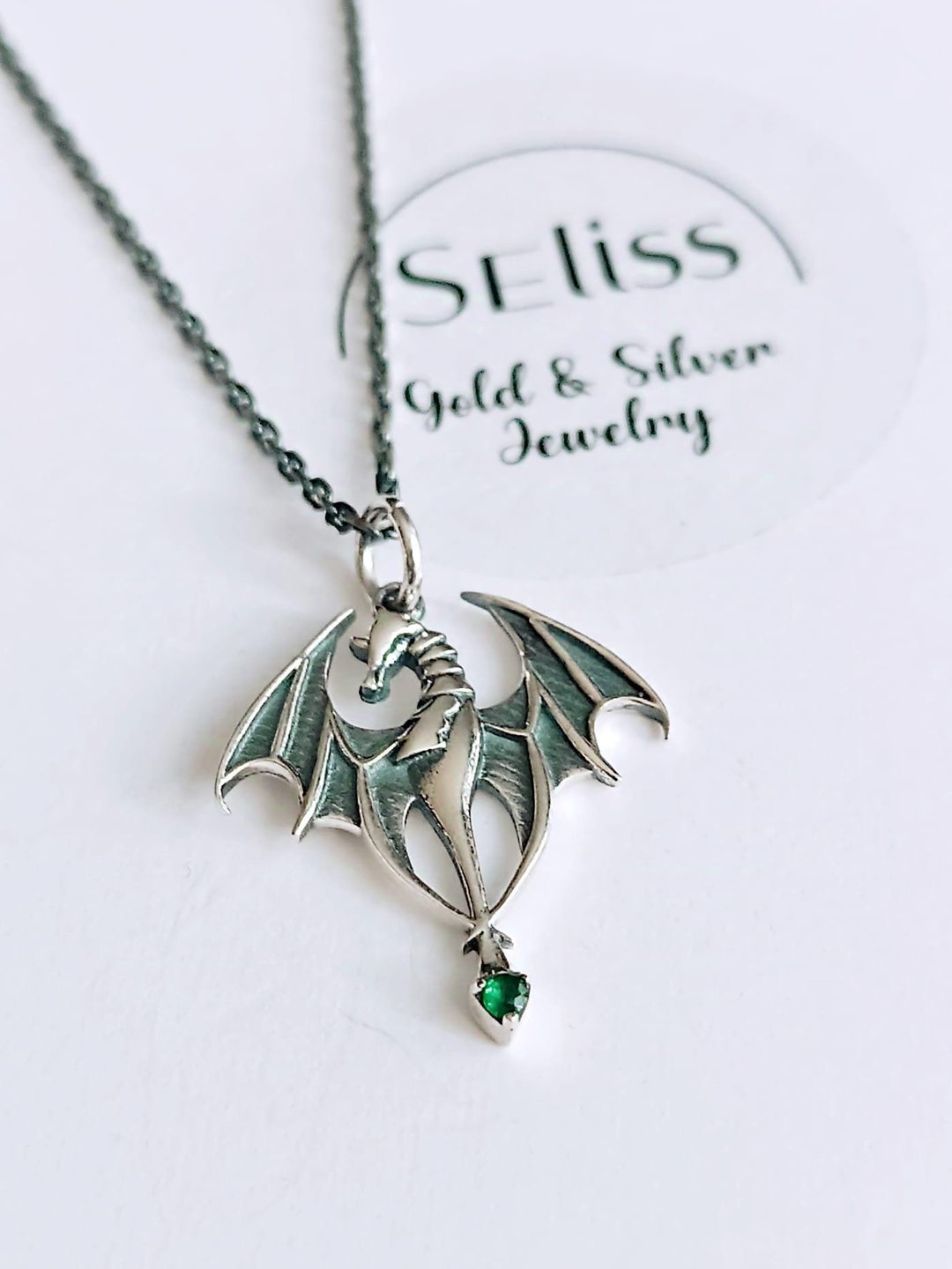 Dragon Necklace,hand Made Sterling Silver Dragon Necklace,dragon Charm ...