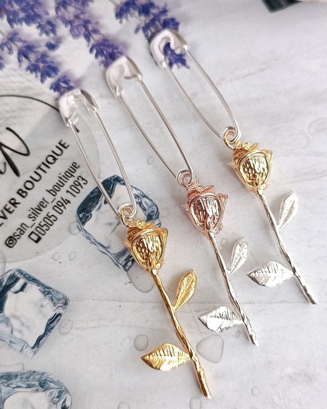 Single Rose Pin Drop Earring-sterling Silver Rose Earrings-sahmaran ...