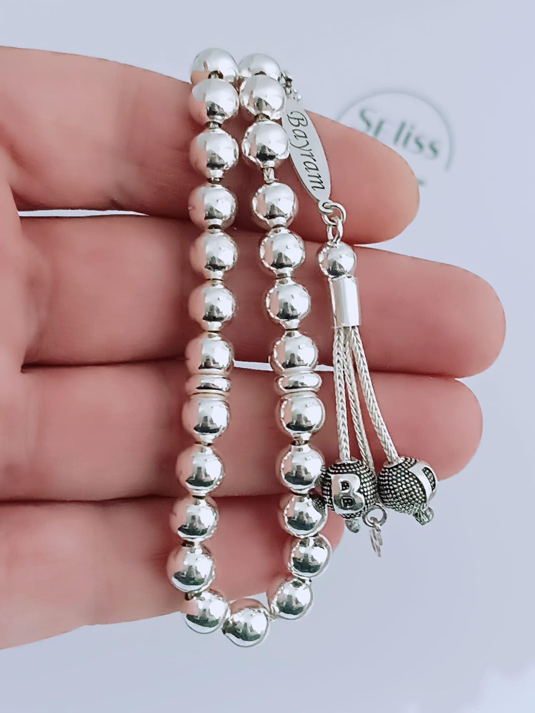 Sterling Silver Islamic Tesbih-pure Silver Rosary-personalized Rosary ...