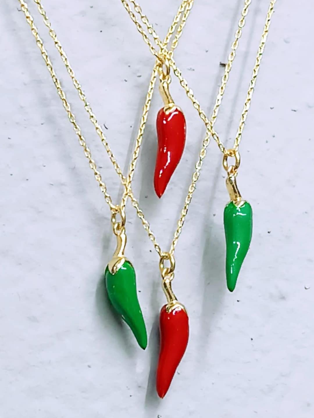 Chilli Necklace-sterling Siver Red Pepper Necklace-red Enamelled ...