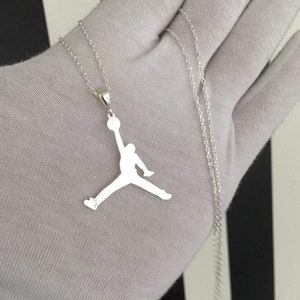 14K Solid Gold Michael Jordan Necklace-sterling Silver Air Jordan ...