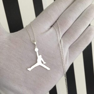 14K Solid Gold Michael Jordan Necklace-sterling Silver Air Jordan ...