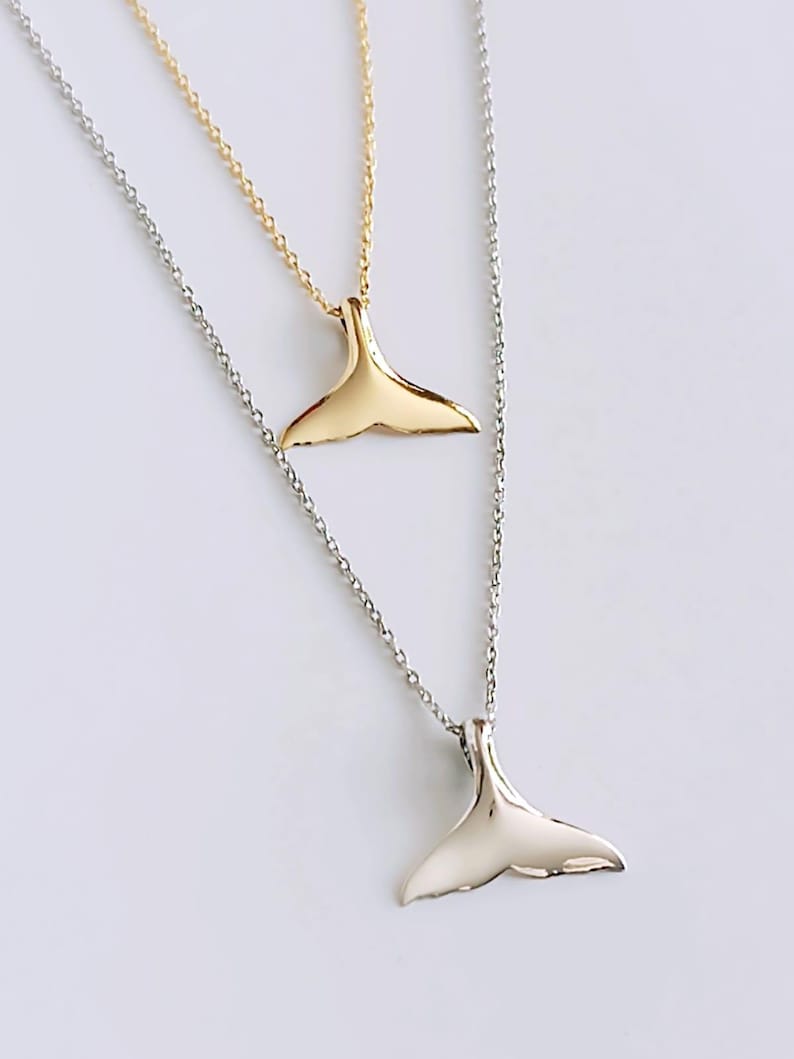 Sterling Silver Whale Tail Pendant Necklace: Sea Lover Jewelry - Etsy