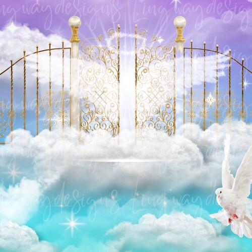 Green Heavens Gate Angel Memorial PNG Add Photo Rest in Peace - Etsy