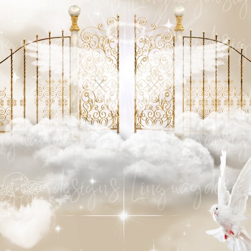 Tan Neutral Sky Gold Heavens Gate Angel Wings Memorial - Etsy