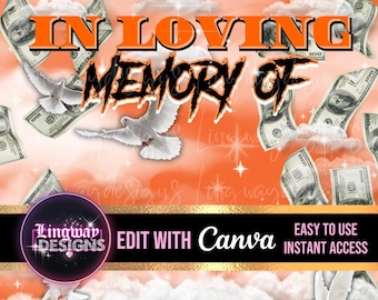Orange Memorial Canva Editable Template |rest in Heaven| Funeral ...
