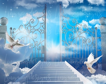 Blue Baby Blue Sky Clouds Heavens Stairway Memorial Background PNG Add Photo Rest in Peace ...