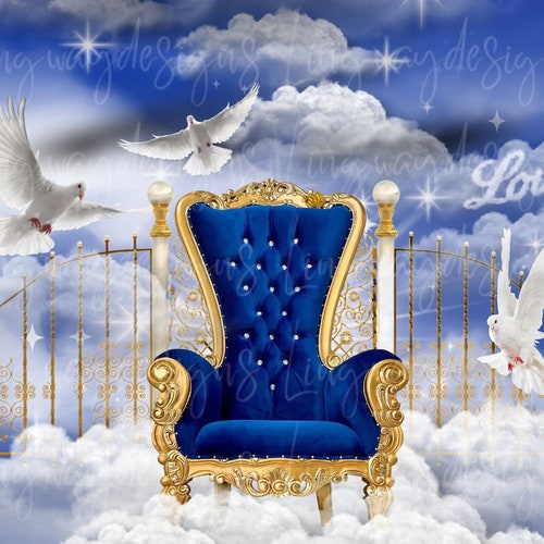 Blue Gold Chair Heavens Gate Forever in Our Hearts Angel Wings - Etsy