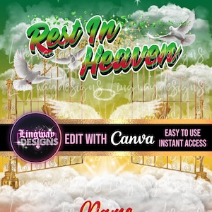 Green Yellow Red Heaven Sky Rest in Heaven Angel Wings Rasta Memorial ...