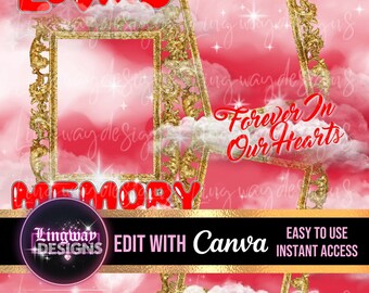 Red Sky Gold Frames in Loving Memory Doves Angel Wings Memorial PNG Add ...