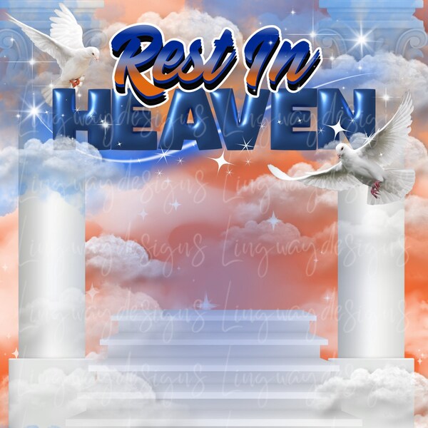 Blue and Orange Memorial Design Template - Etsy