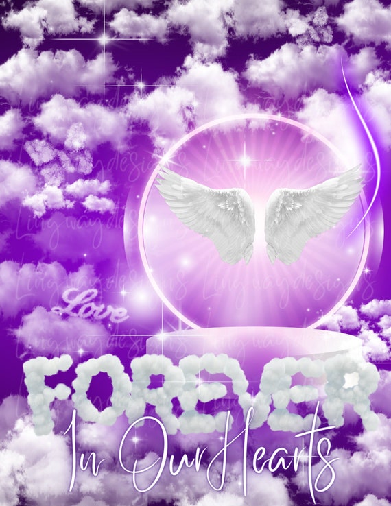 Purple Forever in Our Hearts Heaven Angel Wings Memorial PNG - Etsy
