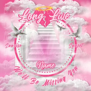 Pink Long Live Heaven Template Memorial Button Pin Background Funeral ...
