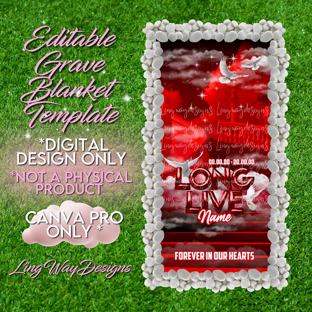 Red Long Live Heaven Stairs Grave Blanket Editable Template Add Photo ...