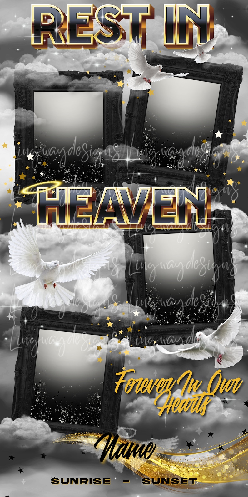 Black Gold Rest in Heaven Grave Blanket Forever in Our Hearts Editable ...